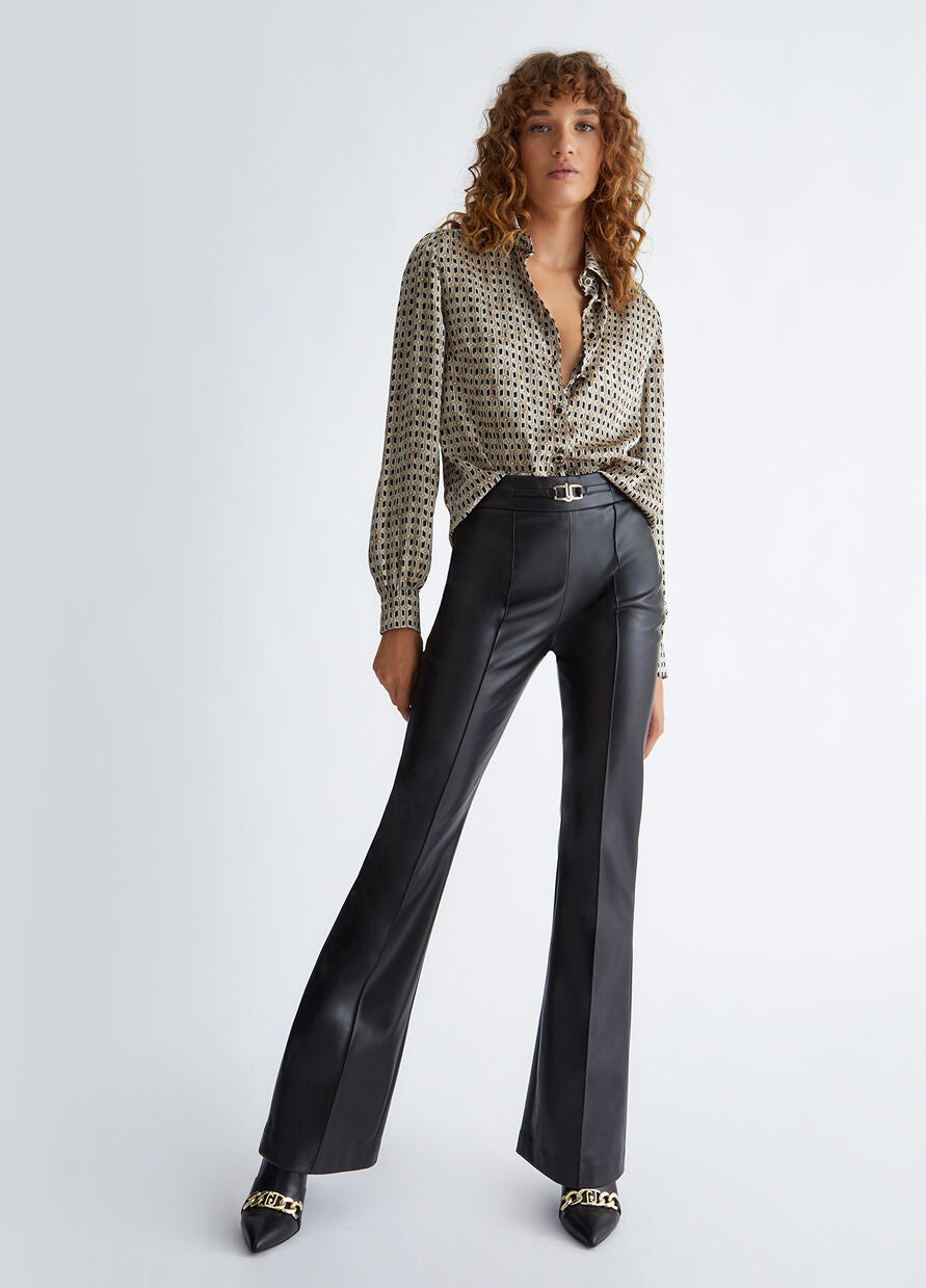 Camicia con Stampa Geometrica / Beige