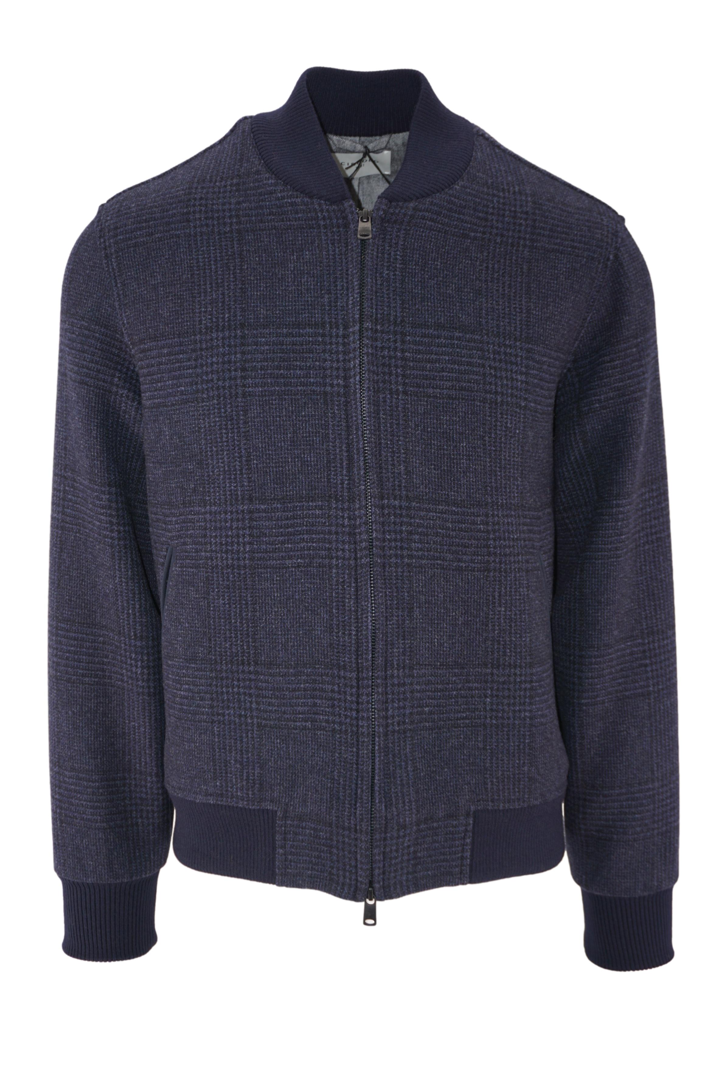 Giubbino in Lana con Fantasia / Blu