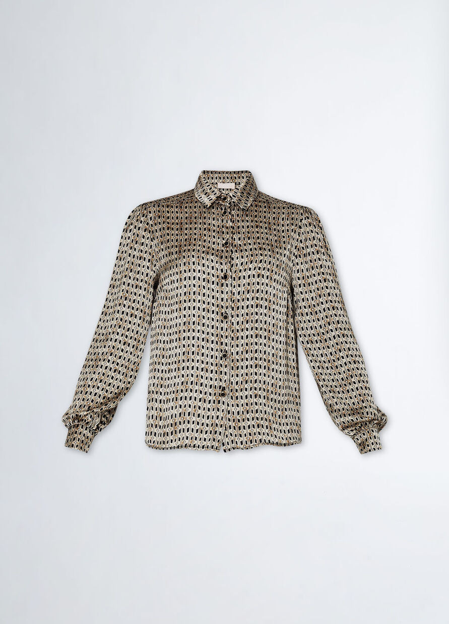Camicia con Stampa Geometrica / Beige