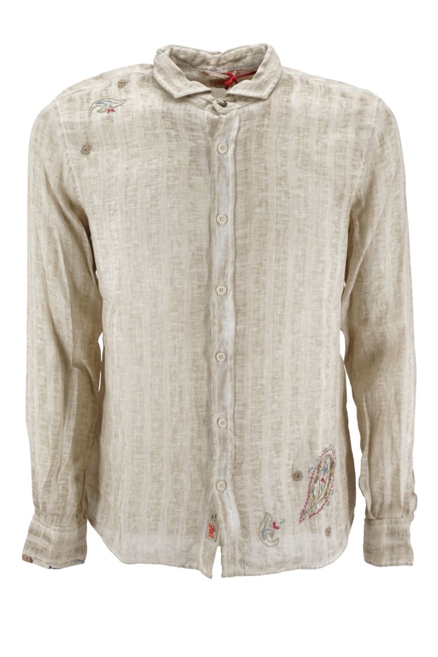 Camicia Bob con Ricami / Beige